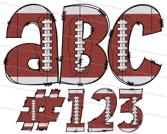 Football Doodle Font Bundle PNG Retro American Football | Etsy
