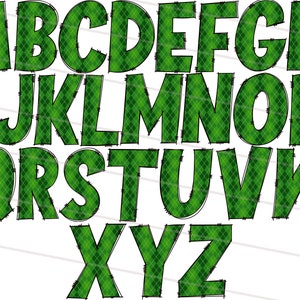 3X St Patrick's Day Alphabet Letters Png Bundle, Saint Patrick Doodle ...