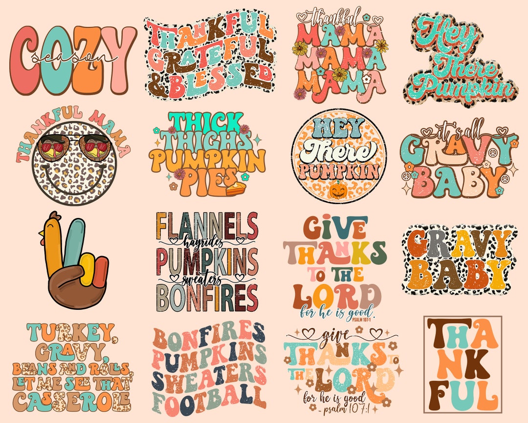 Retro Thanksgiving PNG Bundle, Thanksgiving Shirt, Fall Autumn Shirt ...