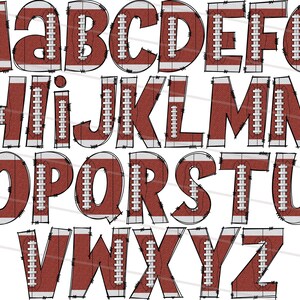 Football Doodle Font Bundle PNG, Retro American Football Stitching ...