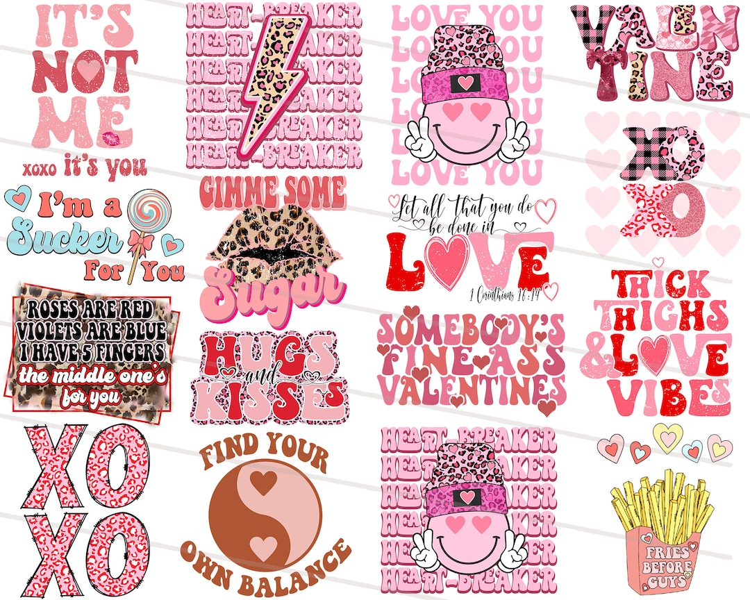 16X Trendy Valentines Png Bundle, Valentine's Day Sublimation Design ...