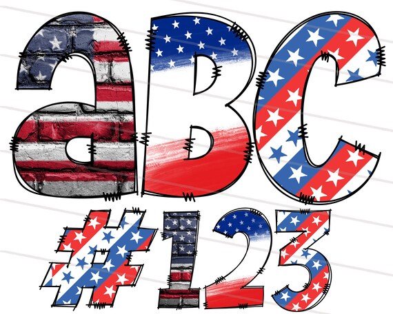 USA Flag Alphabet Letters PNG Bundle Patriotic American Flag | Etsy