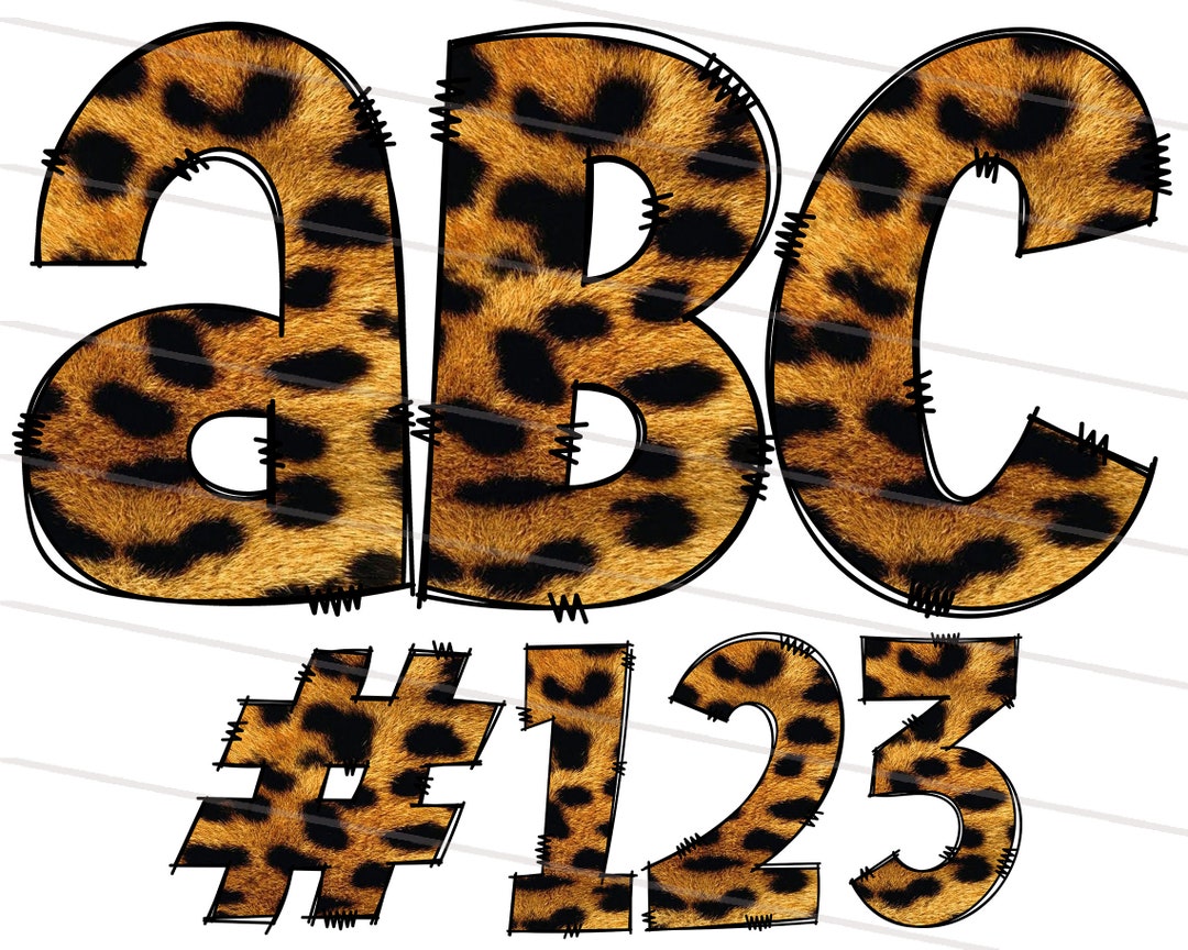 VOL 2- Leopard Doodle Font Bundle PNG, Hand Drawn Cheetah Letter ...