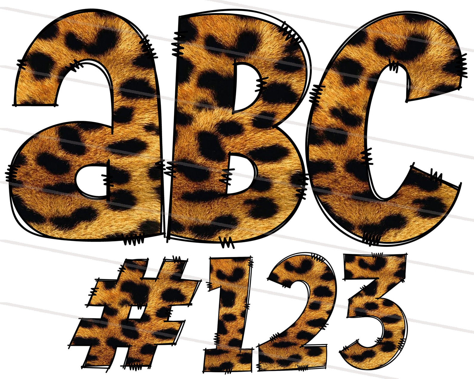 VOL 2 Leopard Doodle Font Bundle PNG Hand Drawn Cheetah - Etsy