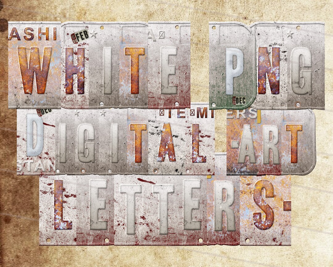 Retro Digital Download, Vintage License Plate White Bundle of PNG ...