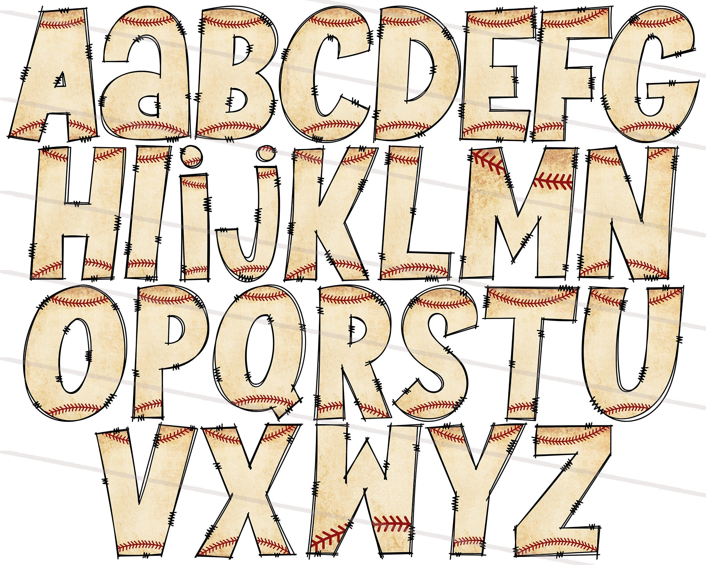 Vintage Baseball Doodle Font Bundle PNG Retro Baseball - Etsy