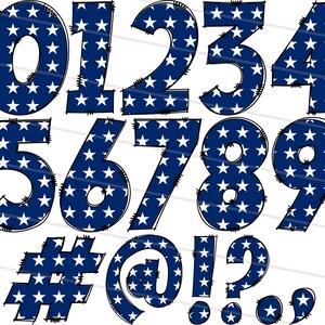 USA Stars Alphabet Letters PNG Bundle, Patriotic American Flag Doodle ...