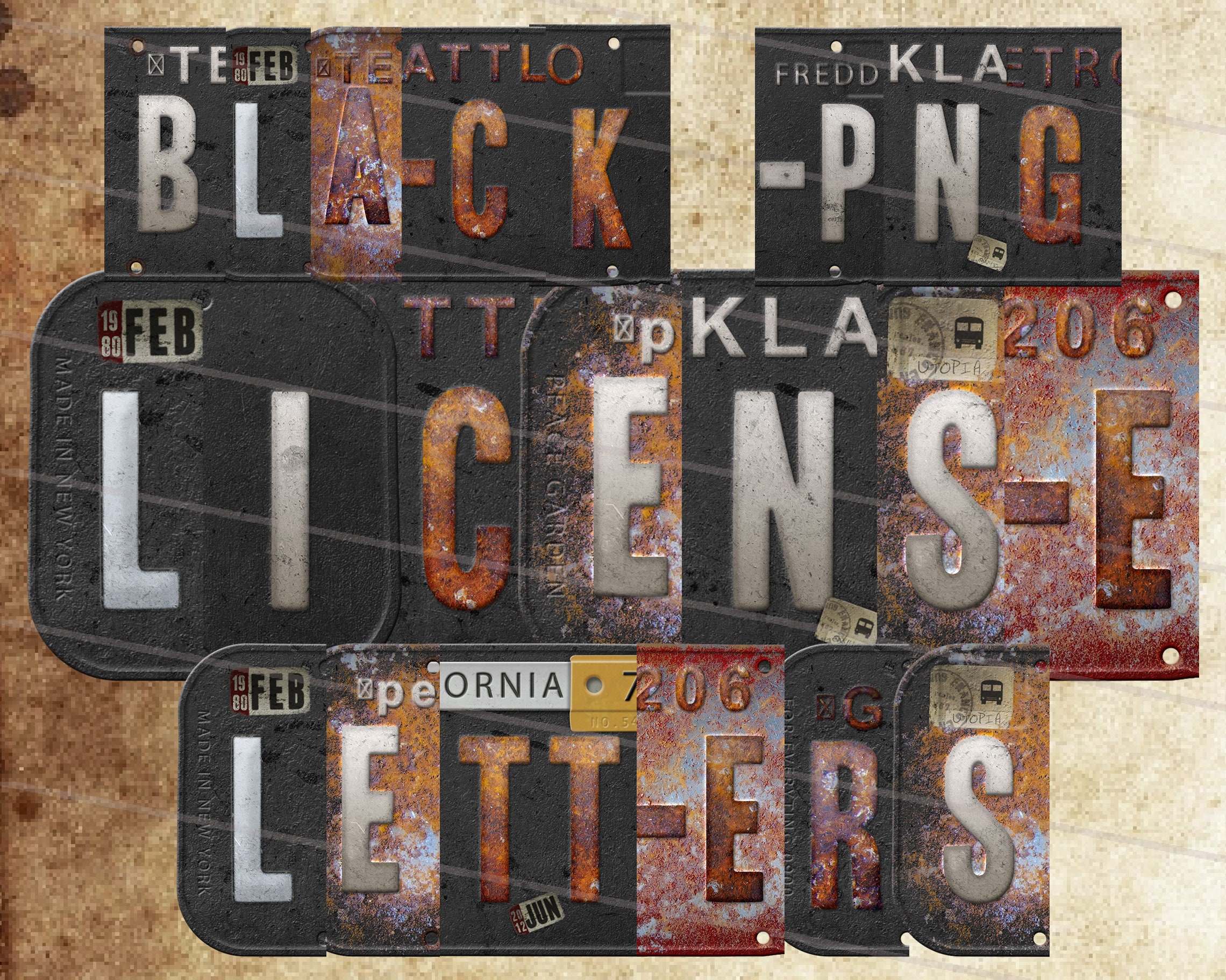 Vintage Digital Download Black License Plate Dark Bundle of - Etsy