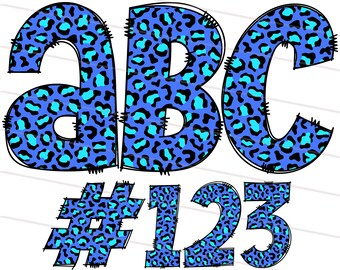 Rainbow Leopard Doodle Font Bundle PNG Hand Drawn Cheetah | Etsy