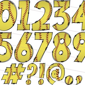 Digital Doodle Softball Letters PNG, Baseball Stitching Pattern ...
