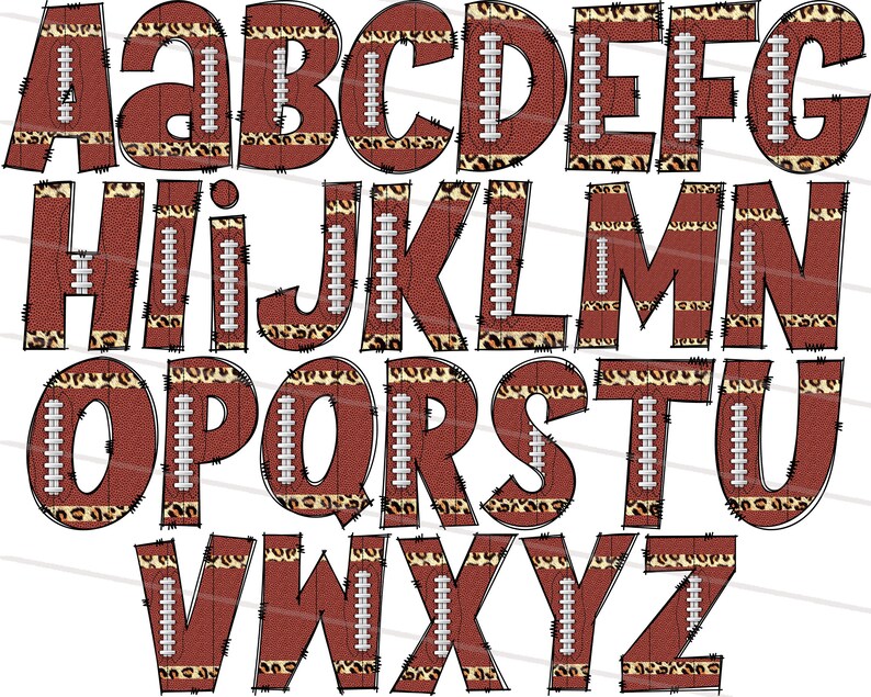 Leopard Football Doodle Font Bundle PNG Cheetah Football - Etsy