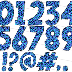 5 Different Leopard Doodle Font Bundle PNG, Hand Drawn Cheetah Letter ...