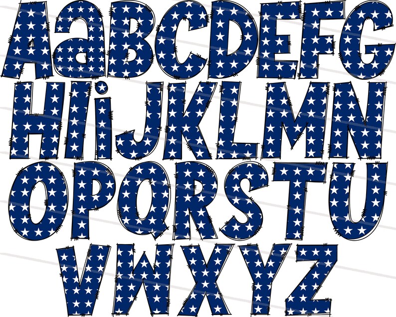 USA Stars Alphabet Letters PNG Bundle Patriotic American Flag | Etsy