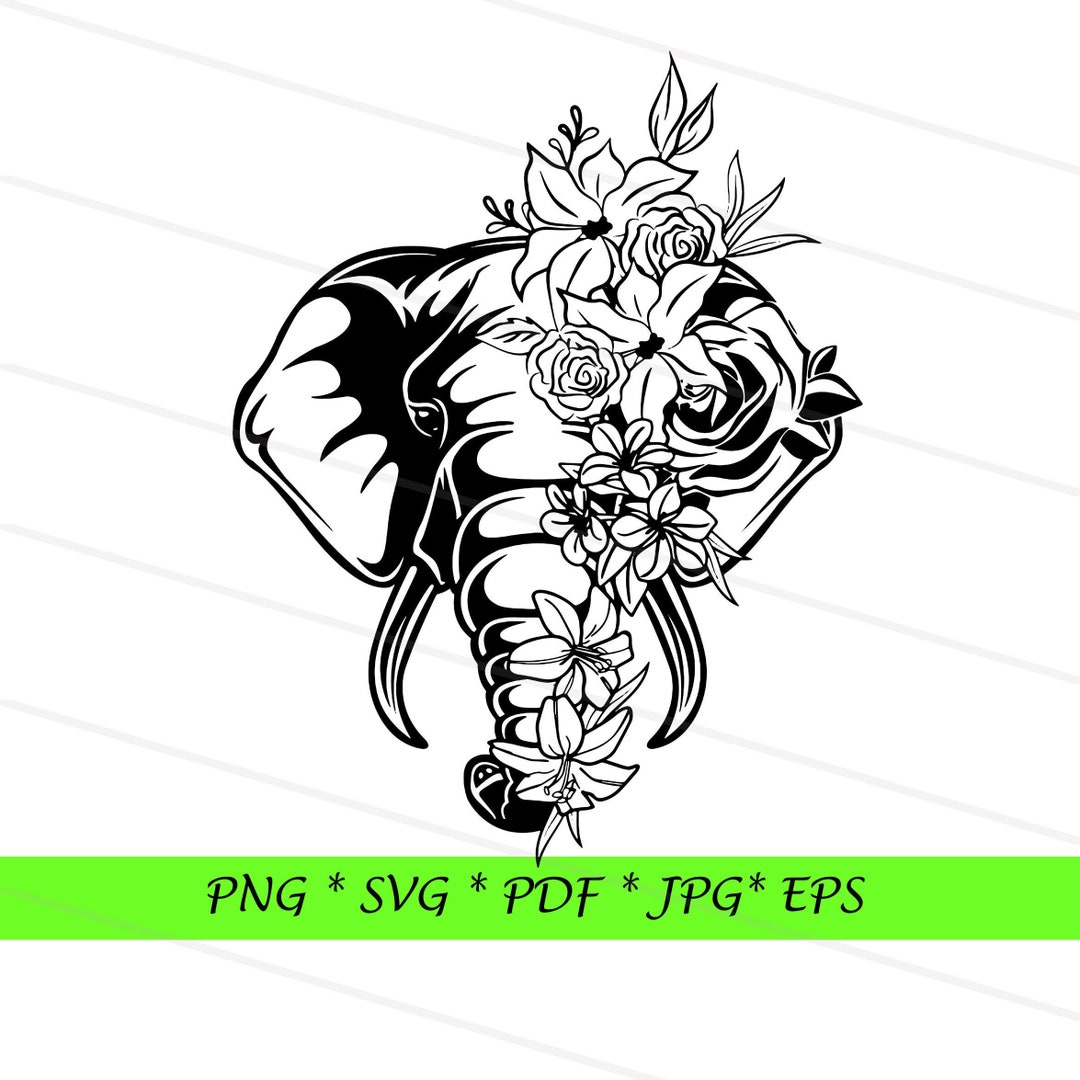 Floral Elephant Svg File Sublimation Design Download, Elephant Cricut ...