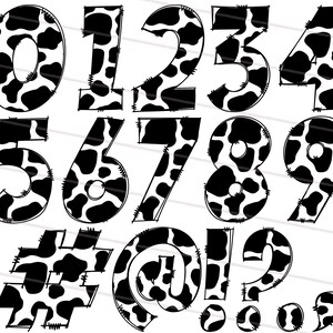 VOL 2- Black and White Cow Doodle Font Bundle SVG PNG, Hand Drawn Cow ...