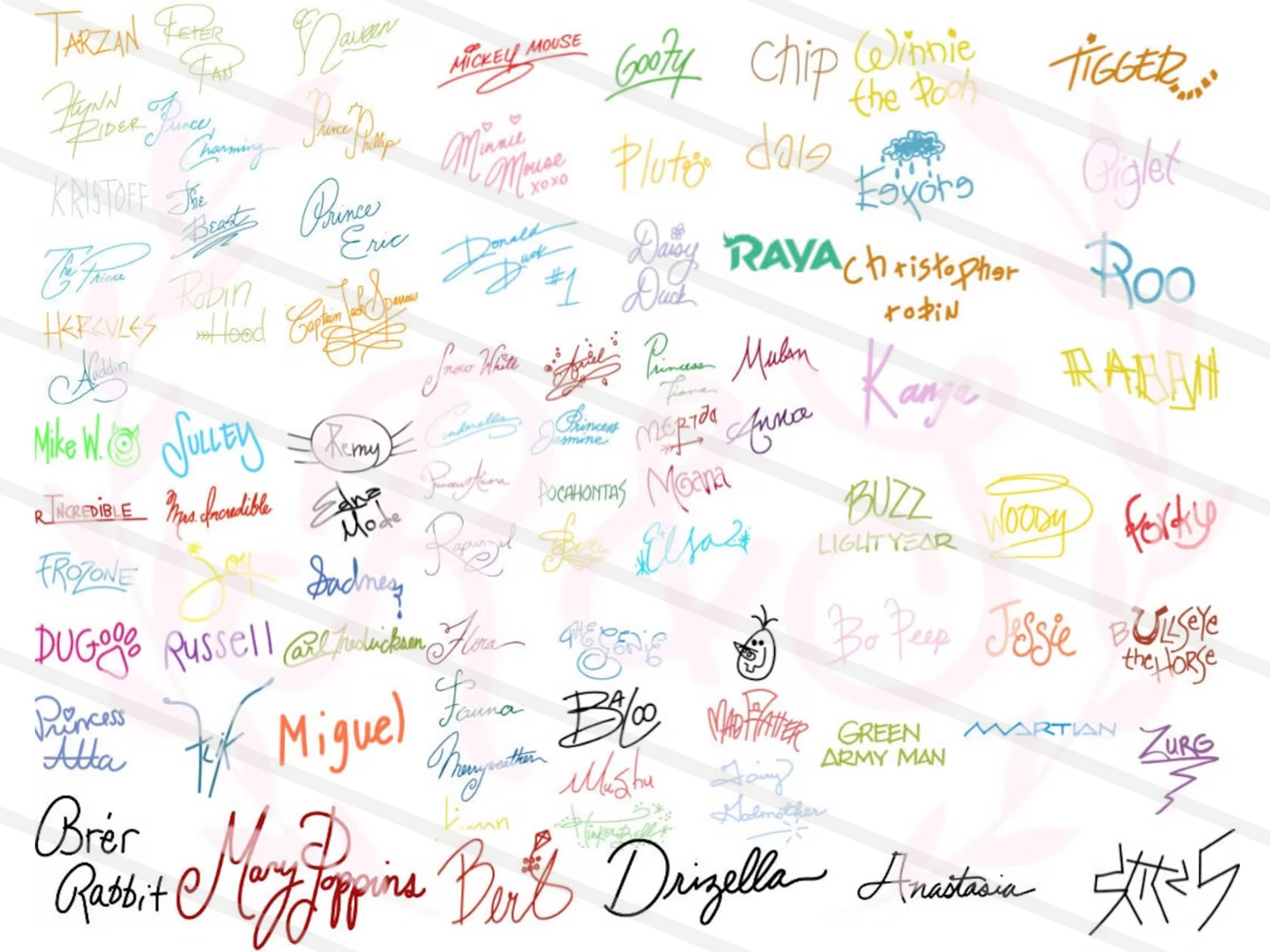 All Signatures, Princesses, Princes, Villains, Sidekicks, Characters ...