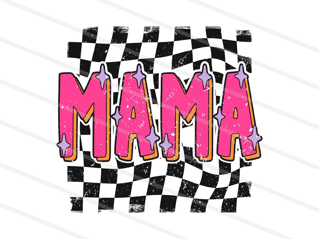 Retro Checkered Mama PNG, Distressed Checkerboard Mom Shirt Design ...