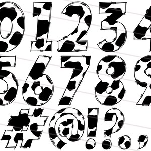 3 Different Western Cow Hide Doodle Font Bundle PNG, Hand Drawn Cow ...