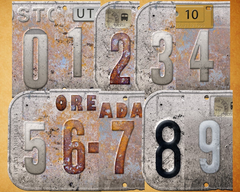 Retro Digital Download, Vintage License Plate White Bundle of PNG ...