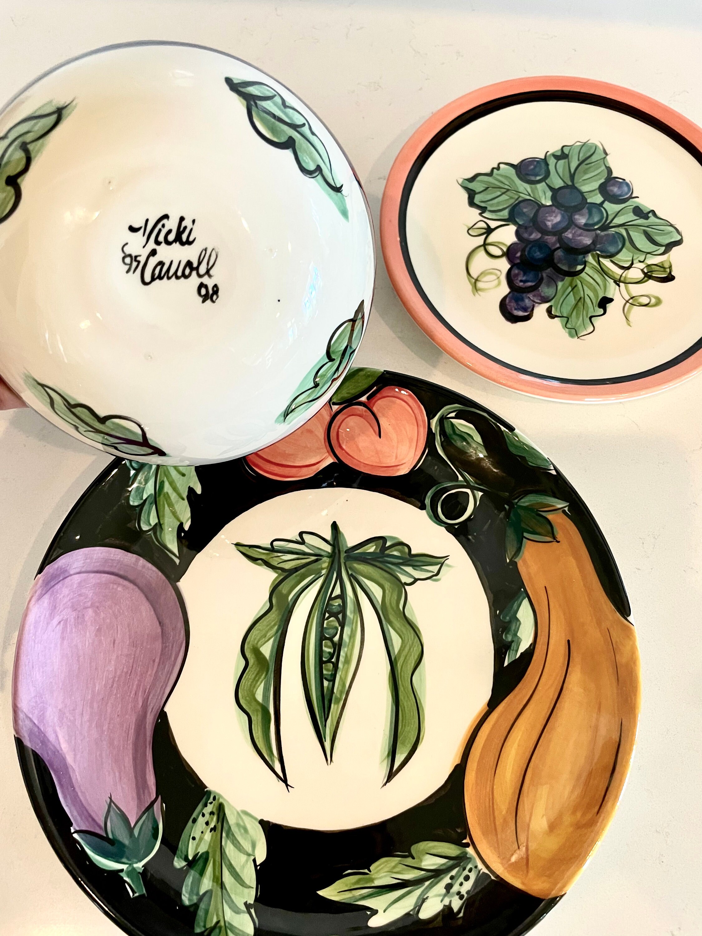 Vicki Carroll Studio Bon Appetite 3 Piece Setting-dinner Plate, Salad Plate and Bowl - Etsy