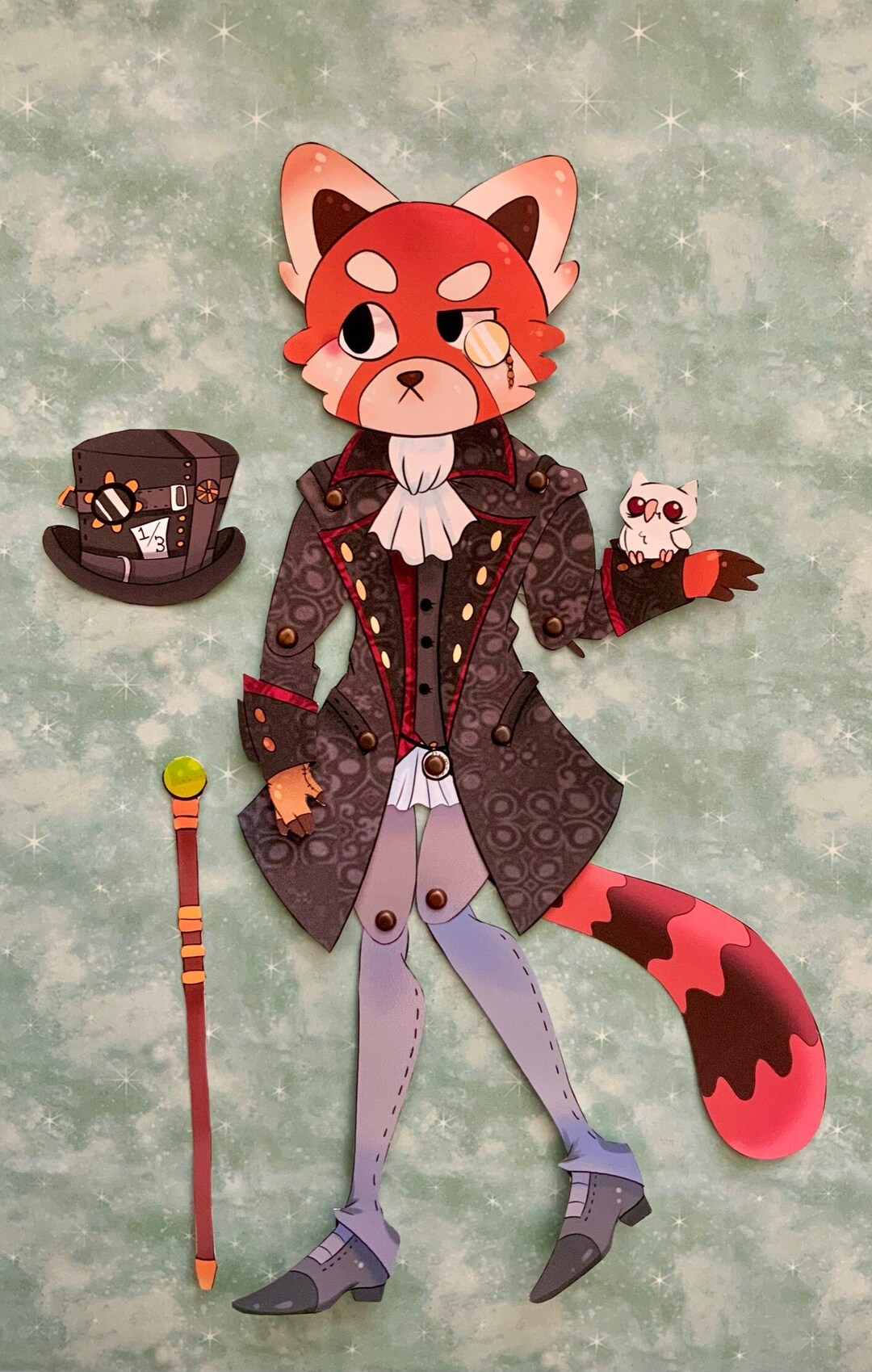 Paper Puppet Red Panda Gentleman download - Etsy