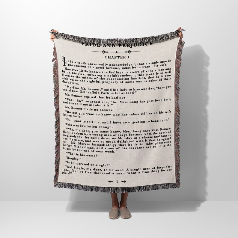 Vintage Book Page Blanket Jane Austen Gifts Pride and - Etsy