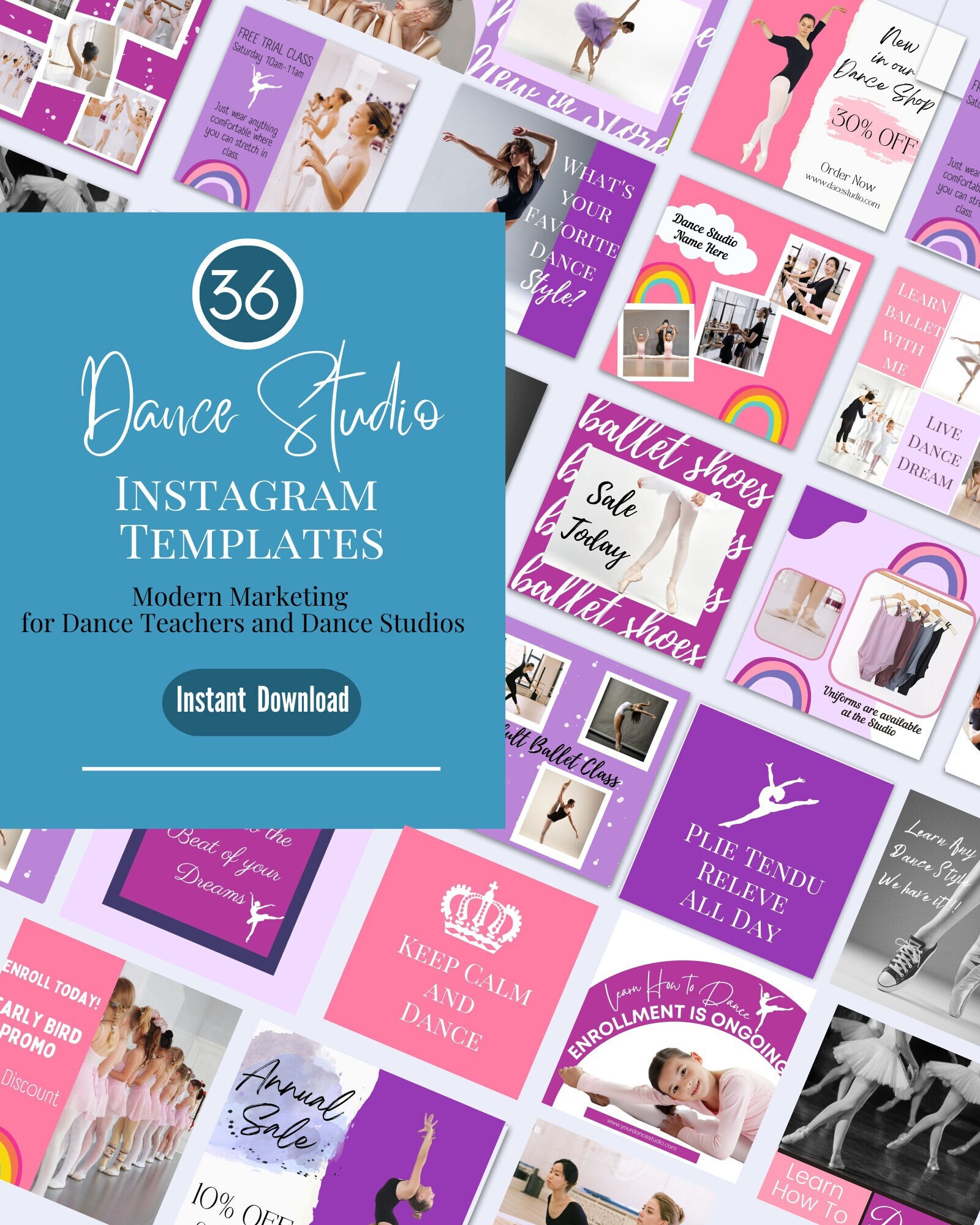 36 Dance Studio Templates Dance Teacher Social Media Posts - Etsy
