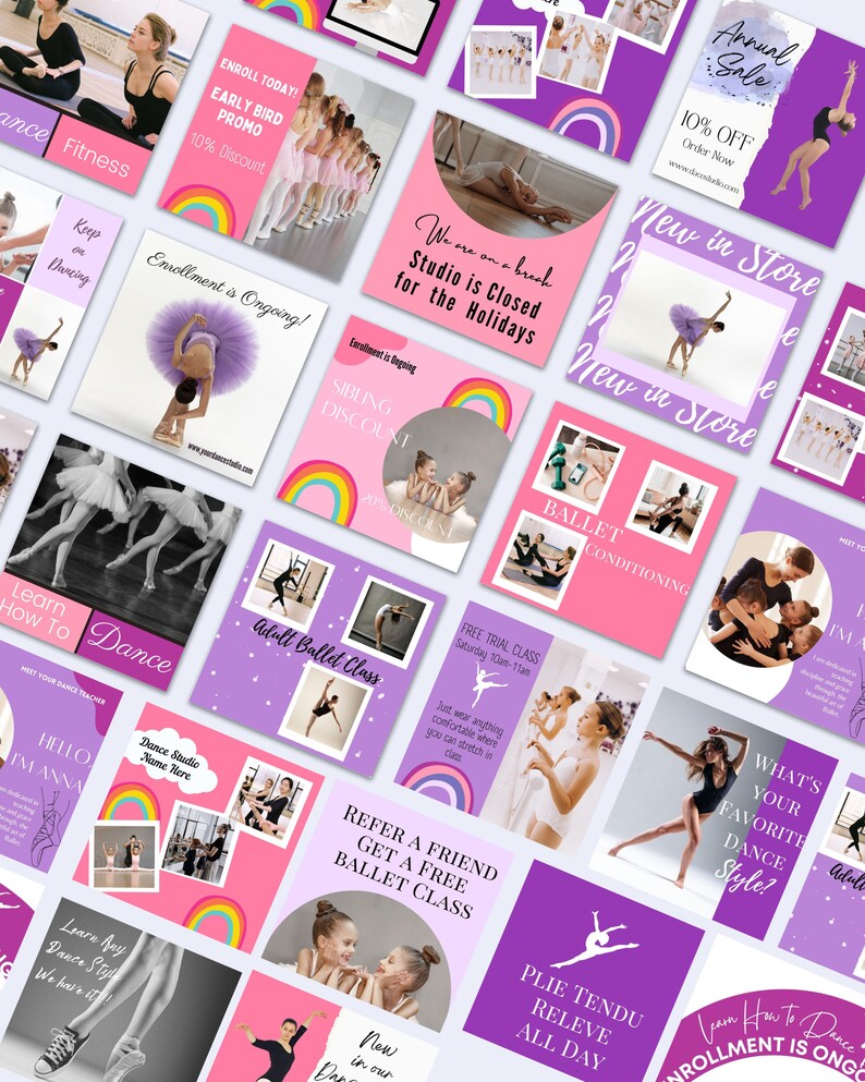 36 Dance Studio Templates Dance Teacher Social Media Posts - Etsy
