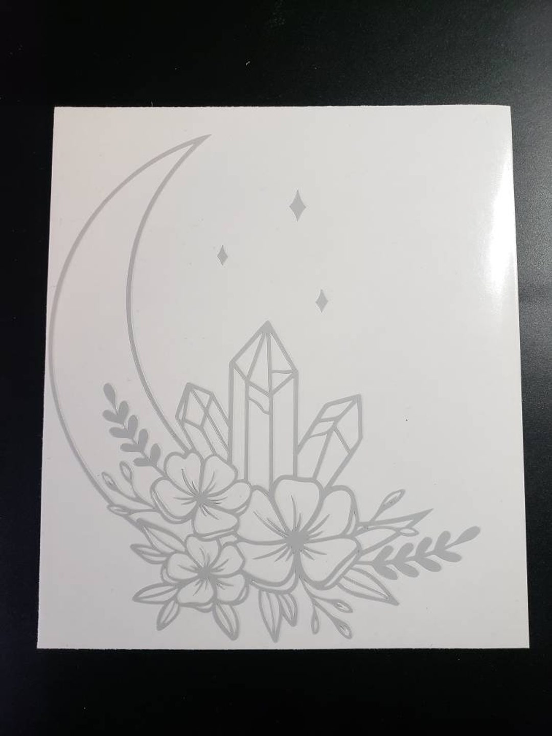 Moon Crystal and Flower Vinyl Decal - Etsy