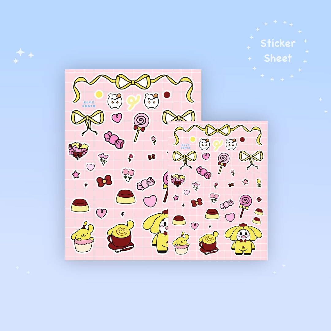 Pompompurin Moo Mini Sticker Sheet Kawaii Sticker, Cow Sticker Sheet ...