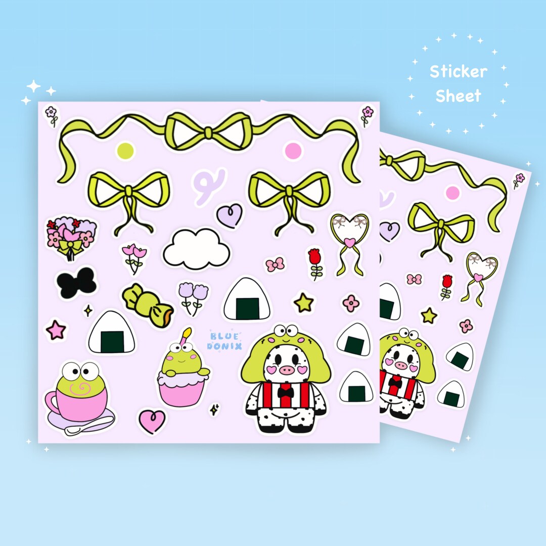 Keroppi Moo Sticker Sheet Kawaii Cow Sticker Cow Sticker - Etsy