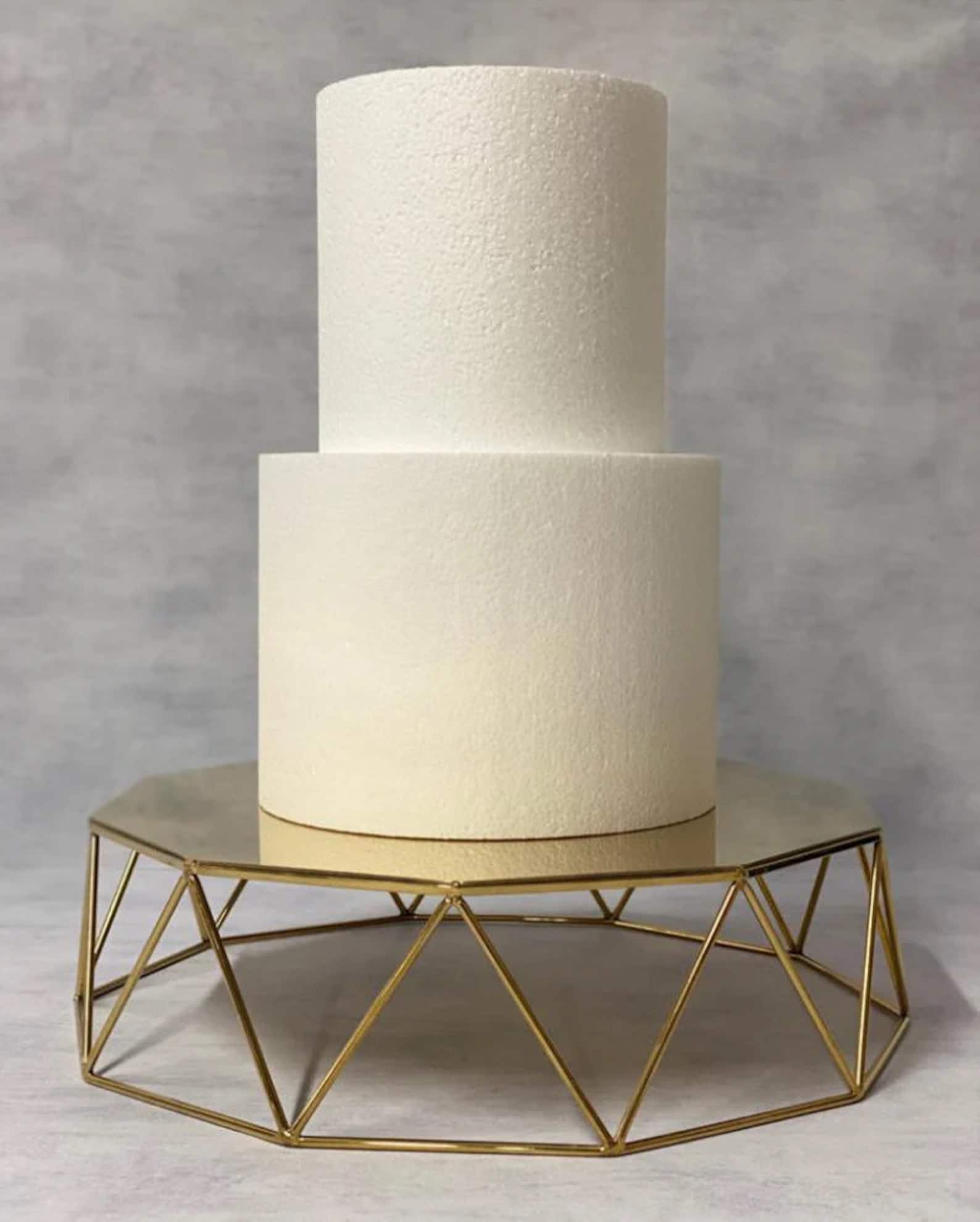 Metallic Gold Geometric Cake Stand Cake Plinth White Cake - Etsy UK