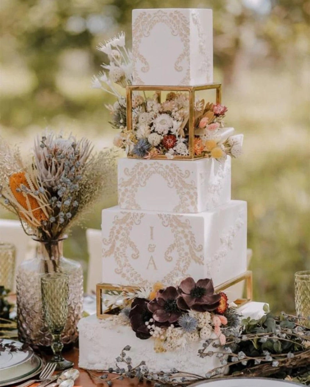 SQUARE Cake Separator - Metallic Cake Spacer - Wedding Cake Separator ...