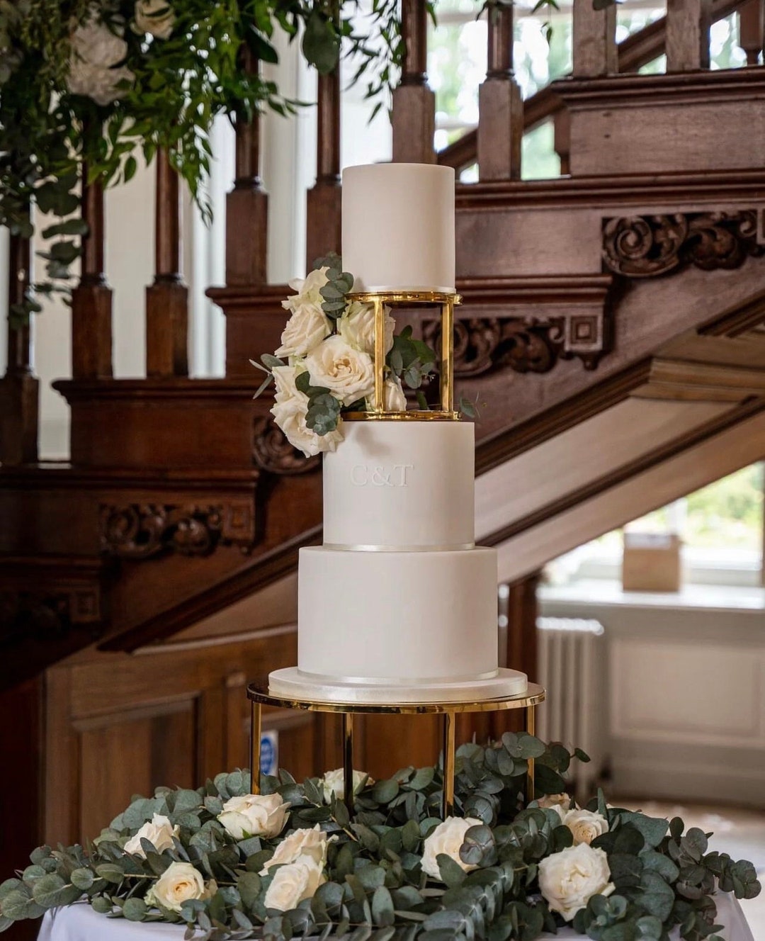 6" Round Cake Separator - Metallic Gold/metallic Silver/black Cake ...