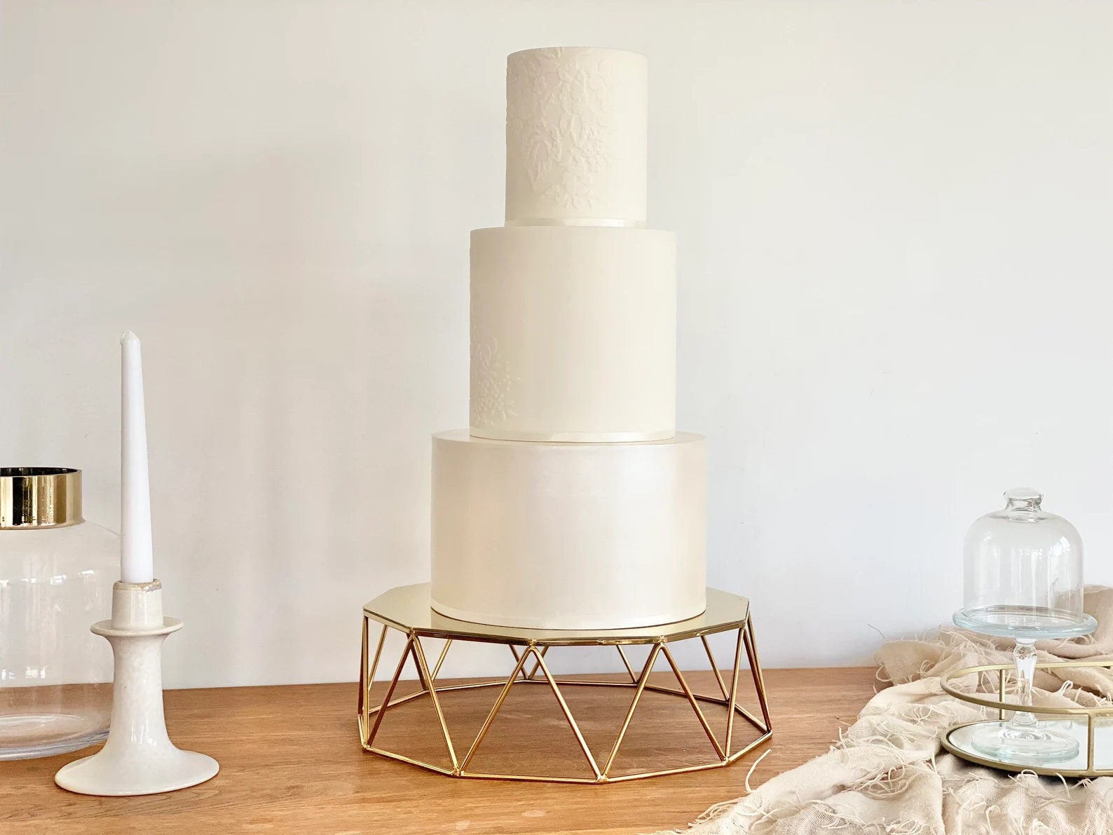 Metallic Gold Geometric Cake Stand Cake Plinth White Cake - Etsy UK