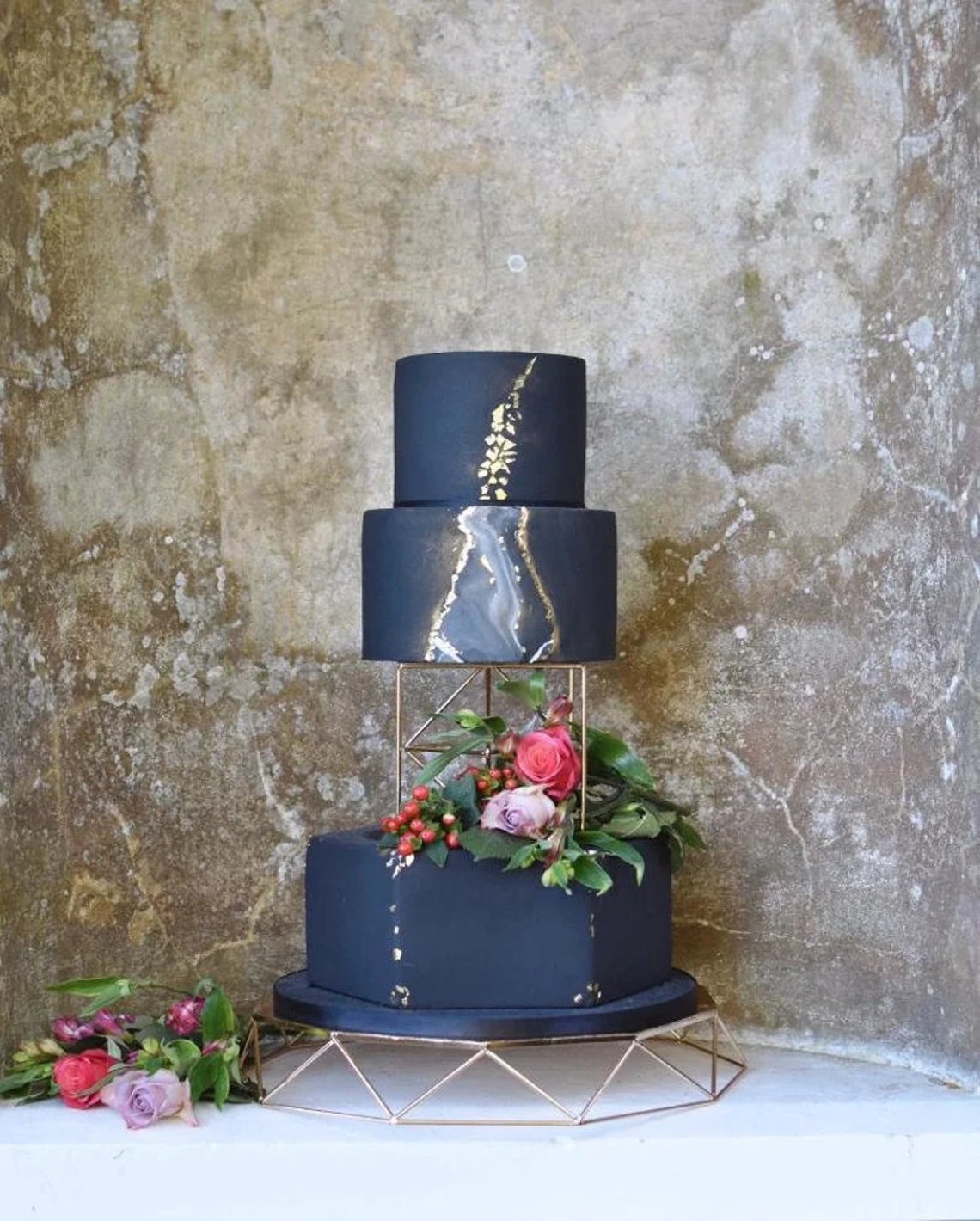 Metallic Gold Geometric Cake Stand Cake Plinth White Cake | Etsy UK