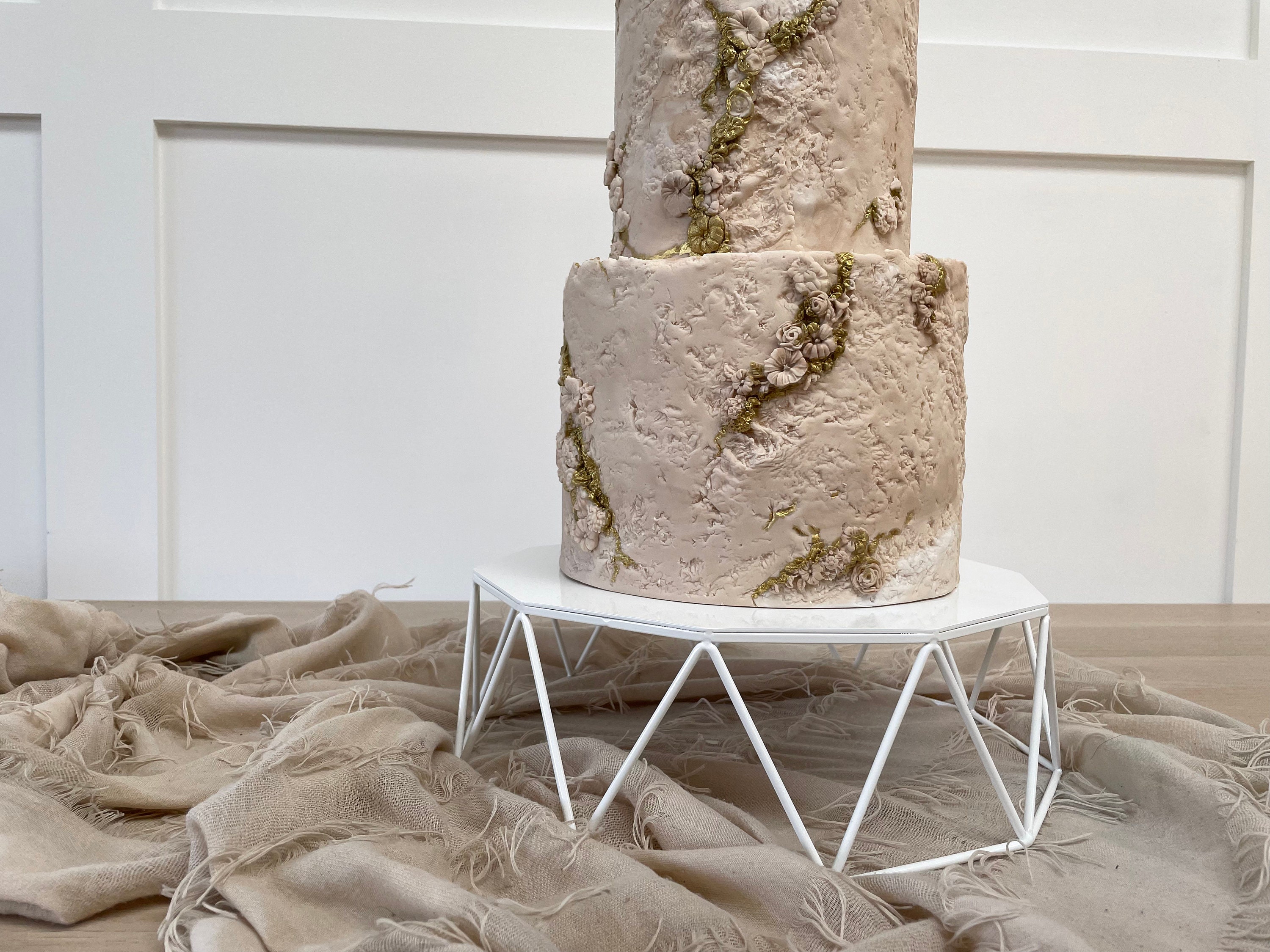 Metallic Gold Geometric Cake Stand Cake Plinth White Cake - Etsy UK