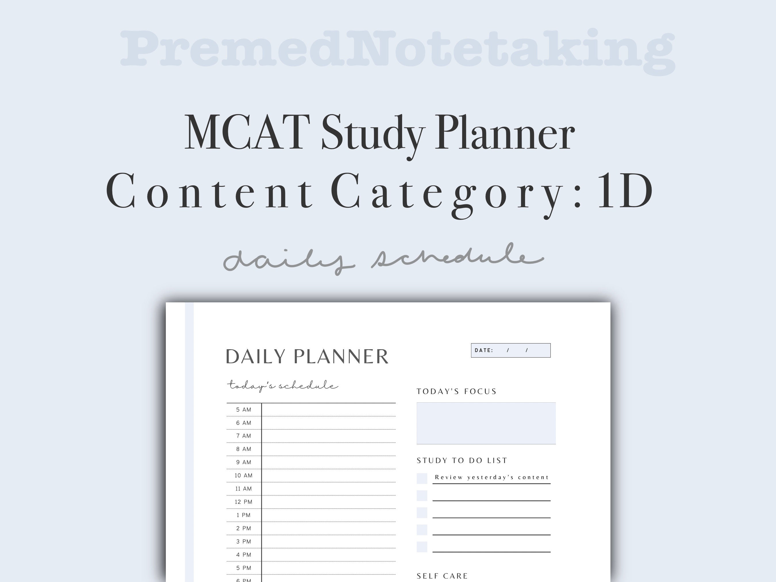 MCAT Study Planner Content Category 1D - Etsy