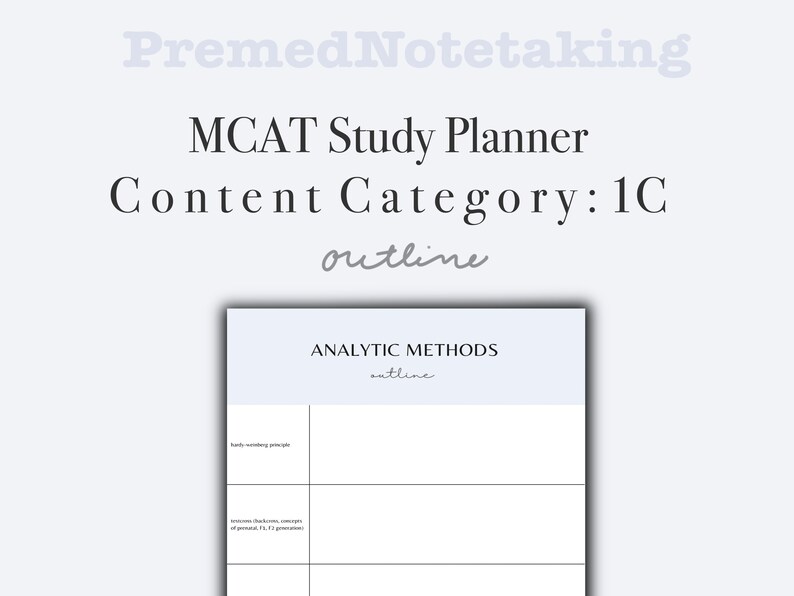 MCAT Study Planner Bio/biochem Content Category 1C - Etsy