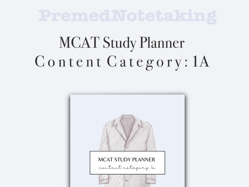 MCAT Study Planner Content Category 1A - Etsy