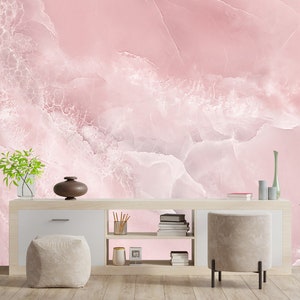 Shades of Light Pink Marble Wall Mural Modern Wallpaper Self - Etsy