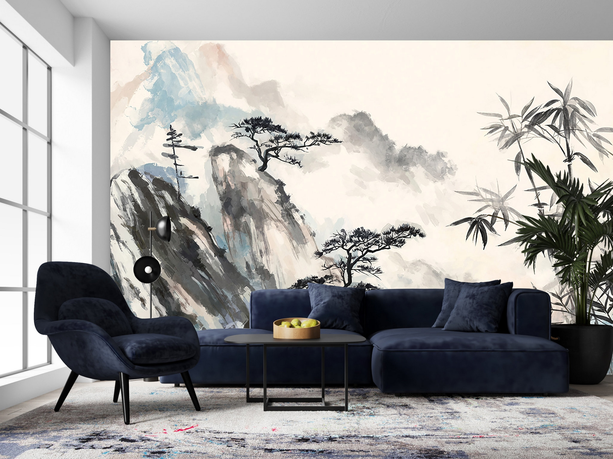 Watercolor Landscape Oriental Wallpaper Self Adhesive Wall - Etsy