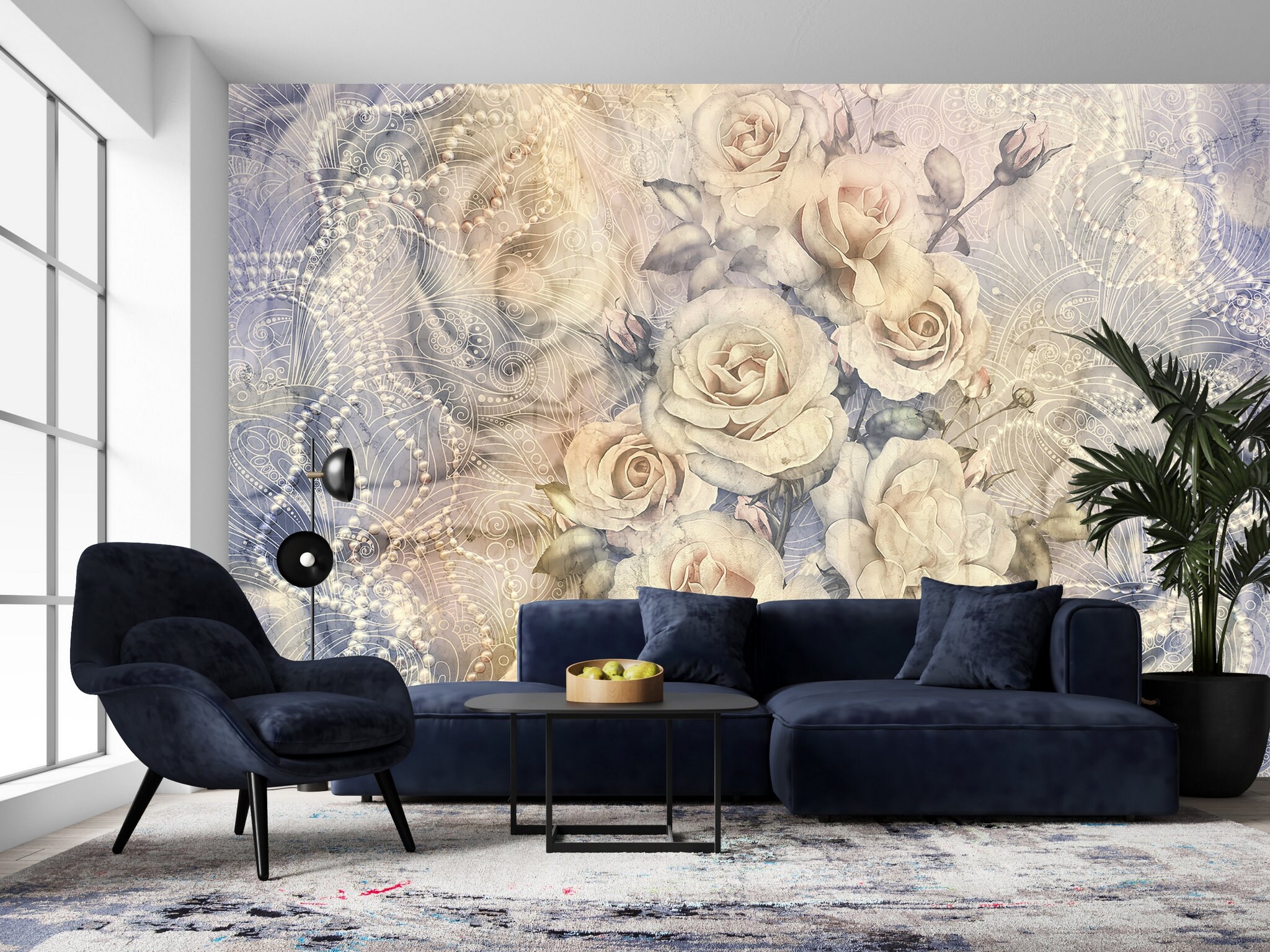Delicate Cream Roses Wallpaper Self Adhesive Wall Decoration - Etsy