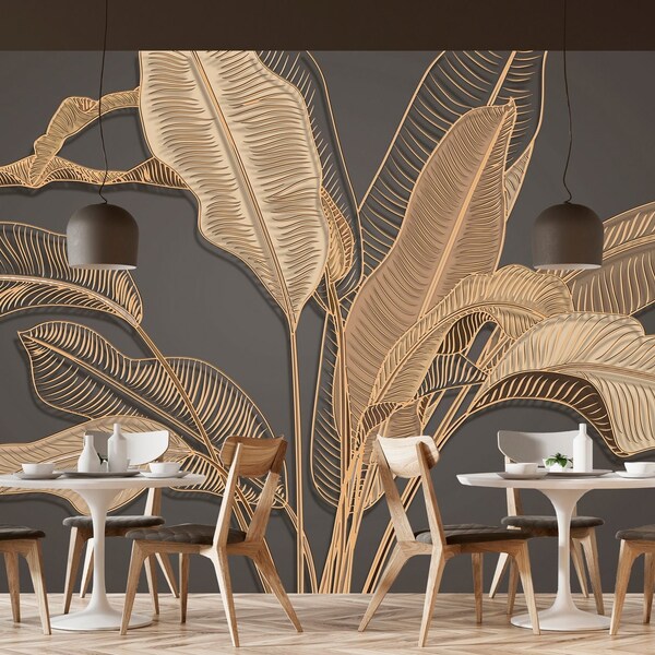 Palm Leaf Wall Mural - Etsy