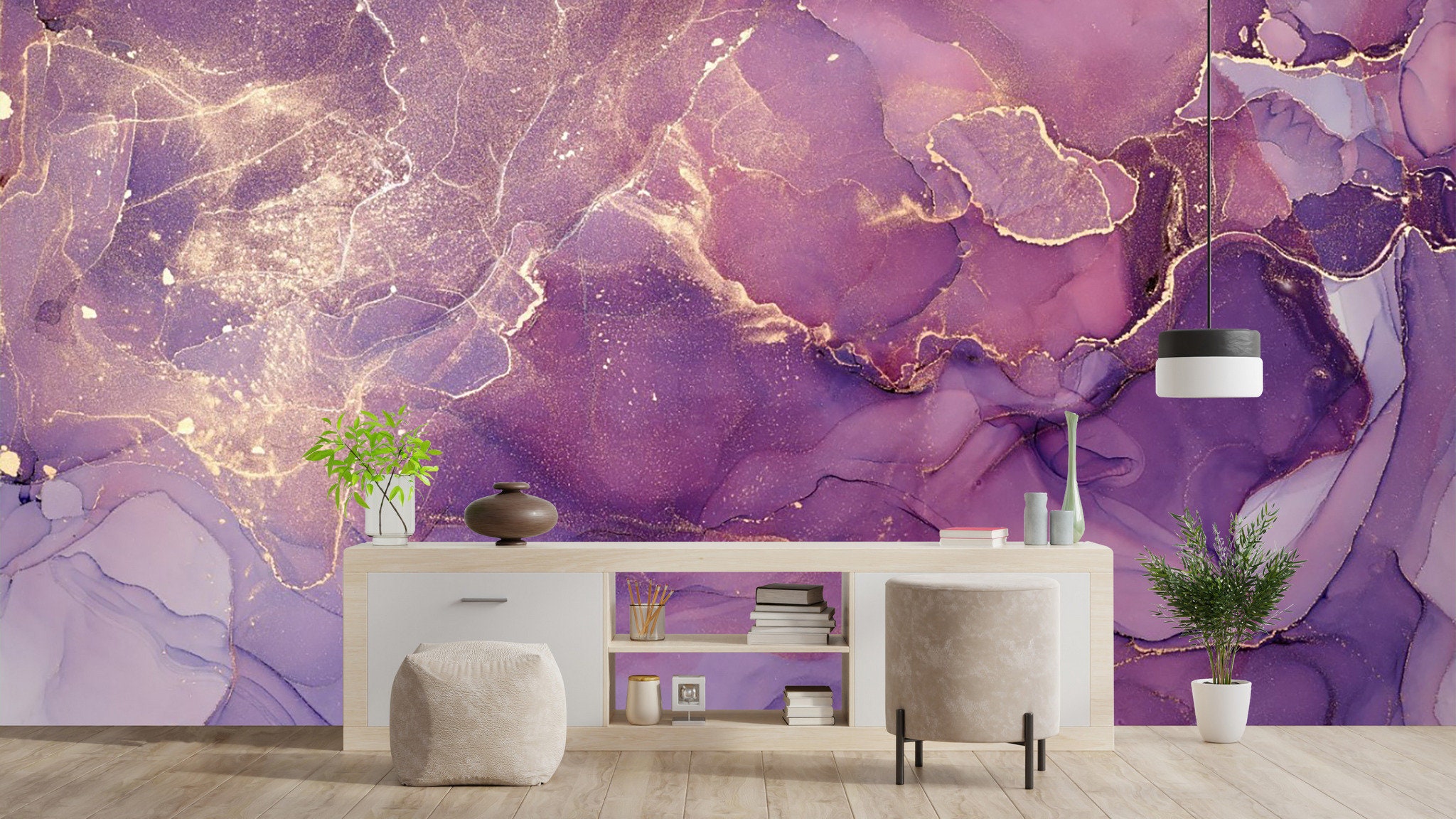 Purple Fluid Wallpaper Modern Wallpaper Self Adhesive Wall - Etsy