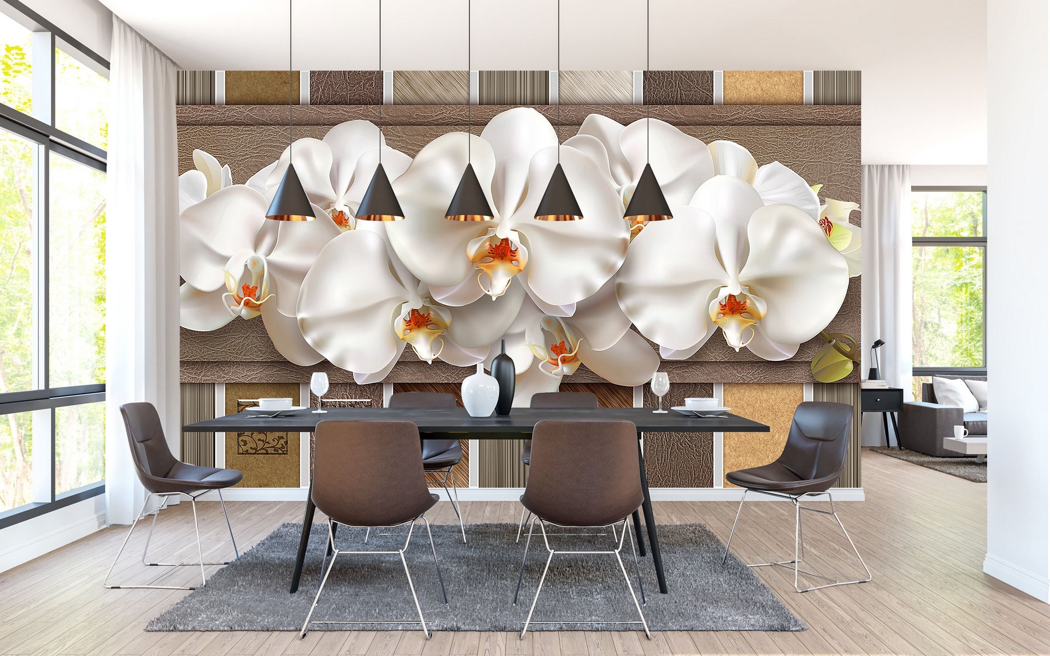 Modern Huge Print Floral Wallpaper - Etsy