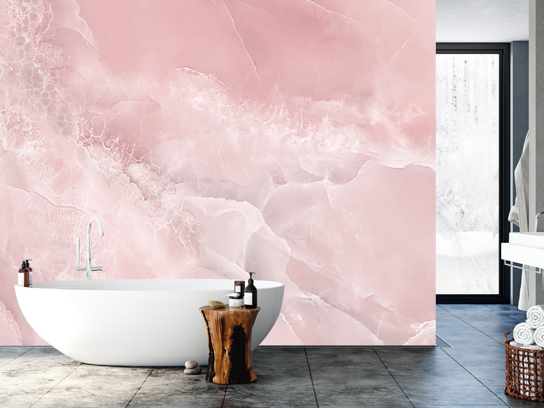 Shades of Light Pink Marble Wall Mural Modern Wallpaper Self - Etsy