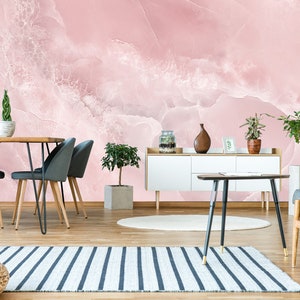 Shades of Light Pink Marble Wall Mural Modern Wallpaper Self - Etsy
