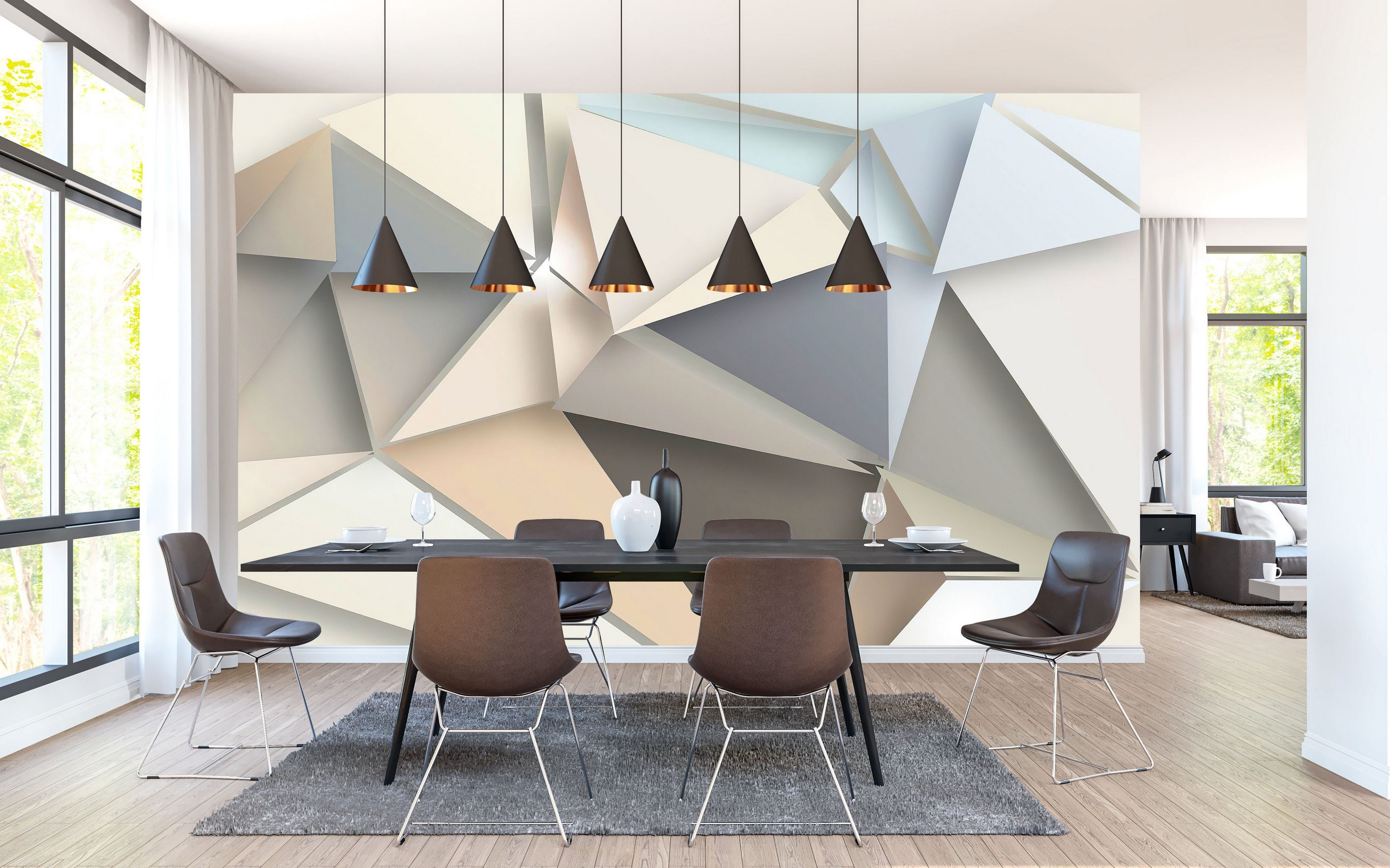 Modern Geometric Abstraction Wallpaper Self Adhesive Wall - Etsy