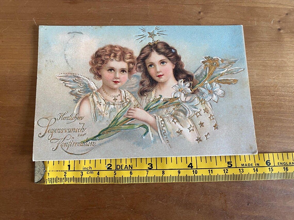 Antique German Postcard 1908 Confirmation Blessing – Embossed Religious ...